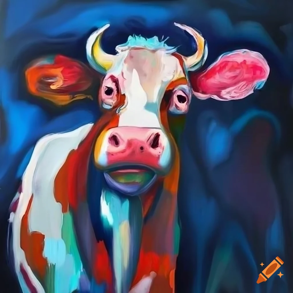 Abstract cow paintings on Craiyon