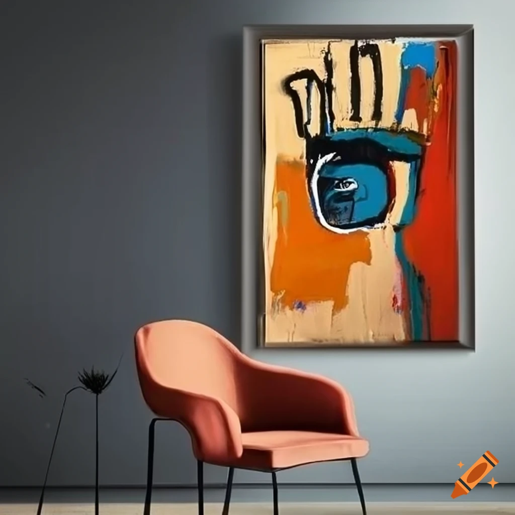 Abstract expressionism art by basquiat in a modern interior setting on ...