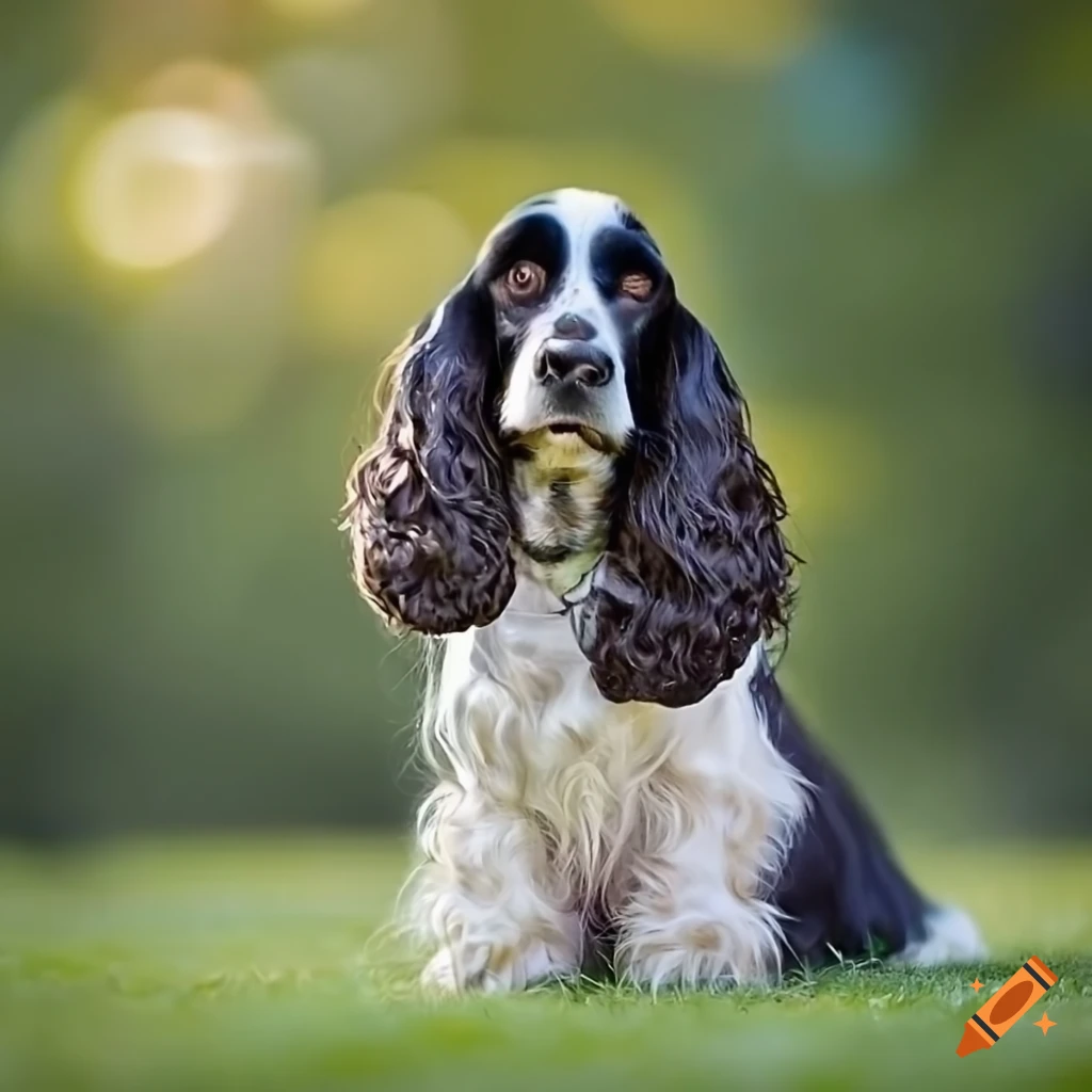 Black and white english cocker spaniel on Craiyon