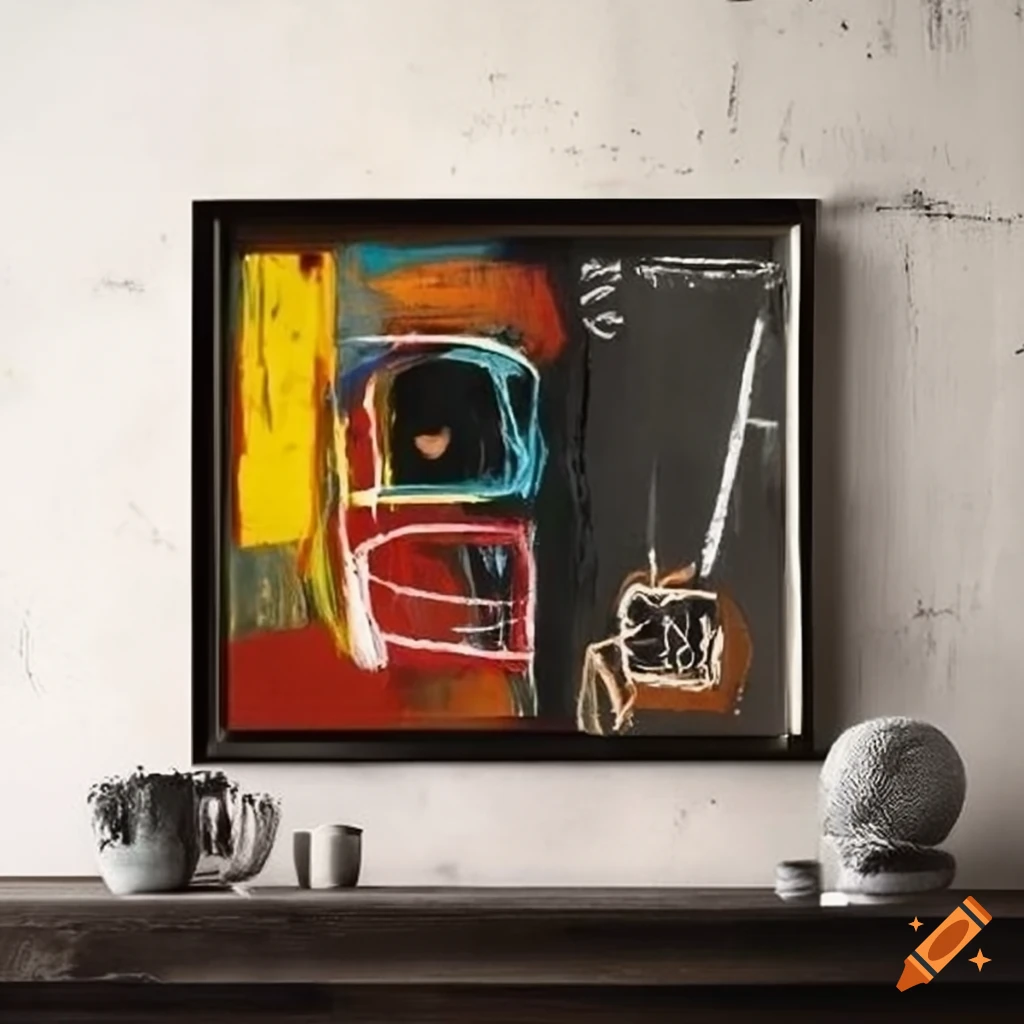 Abstract expressionism art by basquiat in a modern interior on Craiyon