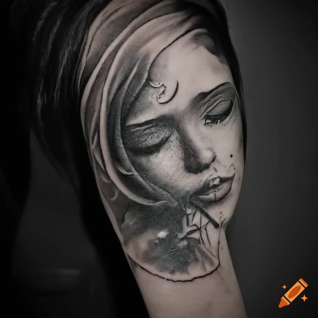 Greyscale meaningful tattoo design with computational elements on Craiyon