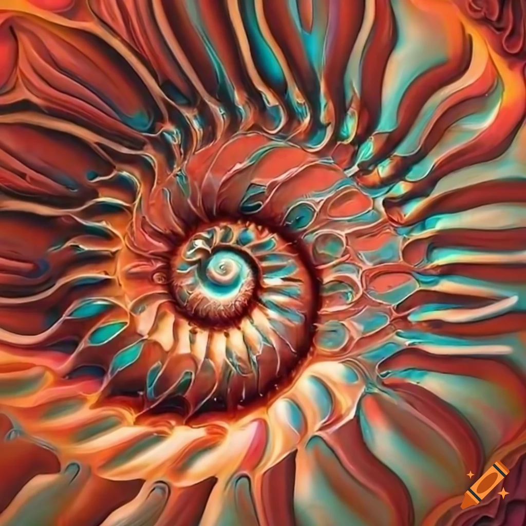 Intricate repeating nautilus shell pattern design on Craiyon