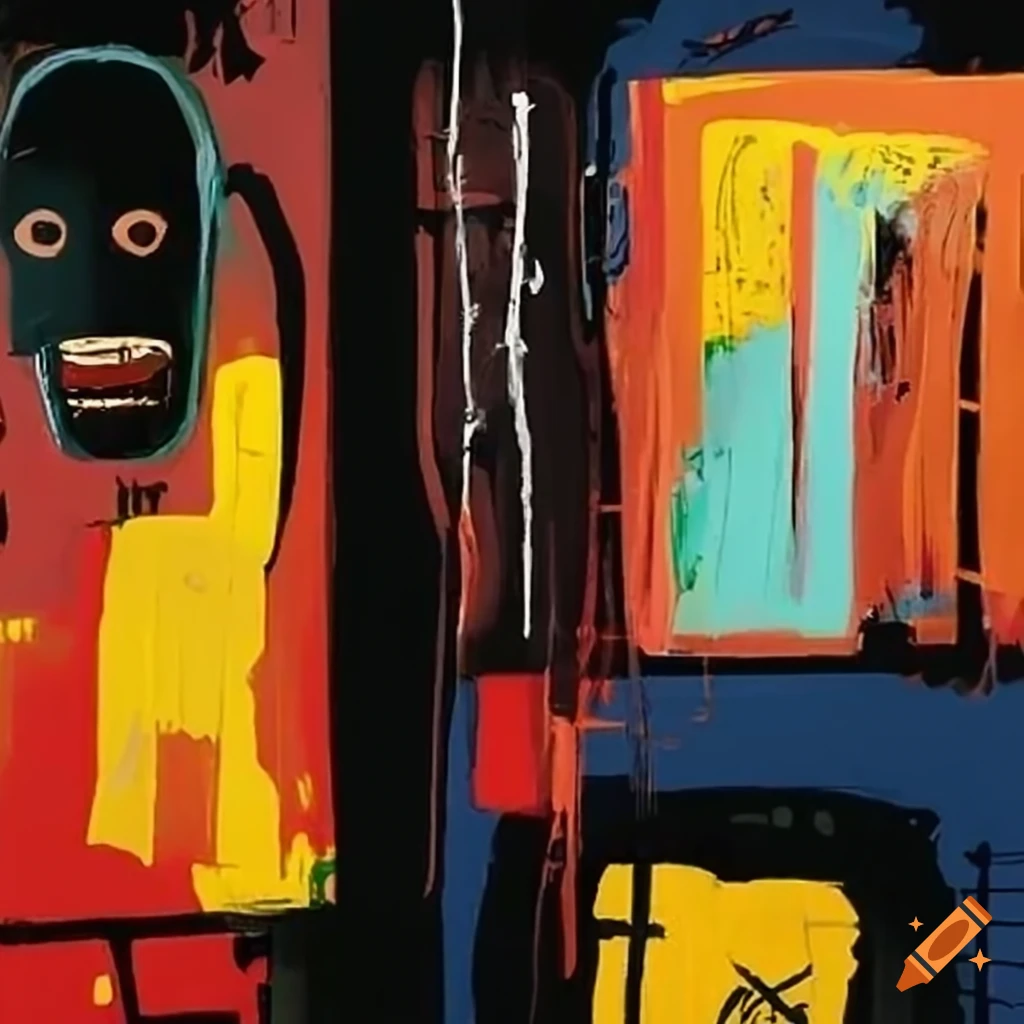 Abstract expressionism art in modern interior by basquiat on Craiyon