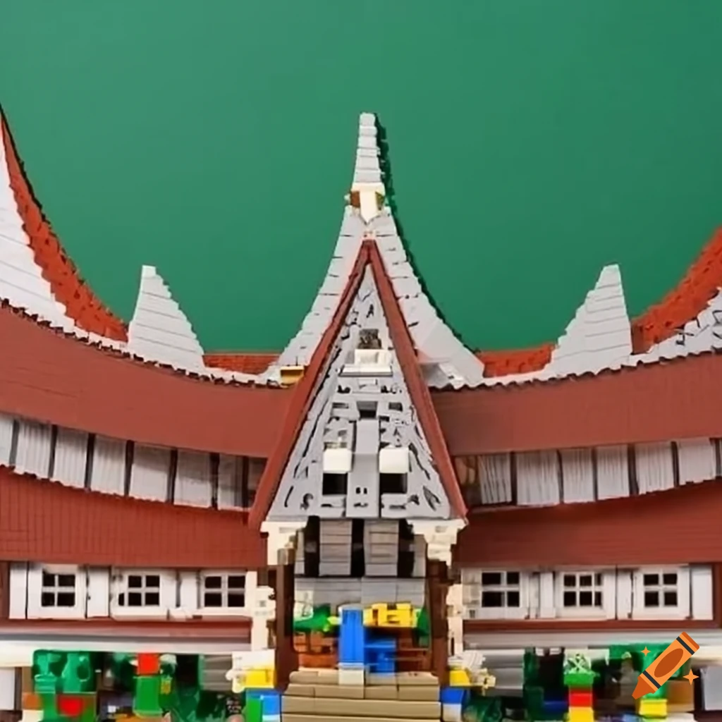 Detailed lego recreation of a traditional indonesian rumah gadang ...