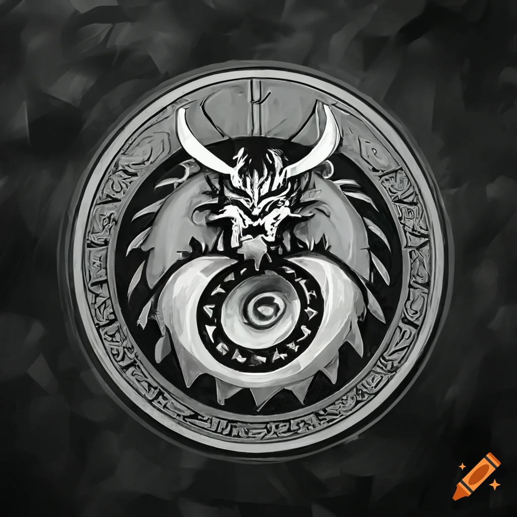 Stylized military emblem with a fierce dragon and shield design on Craiyon
