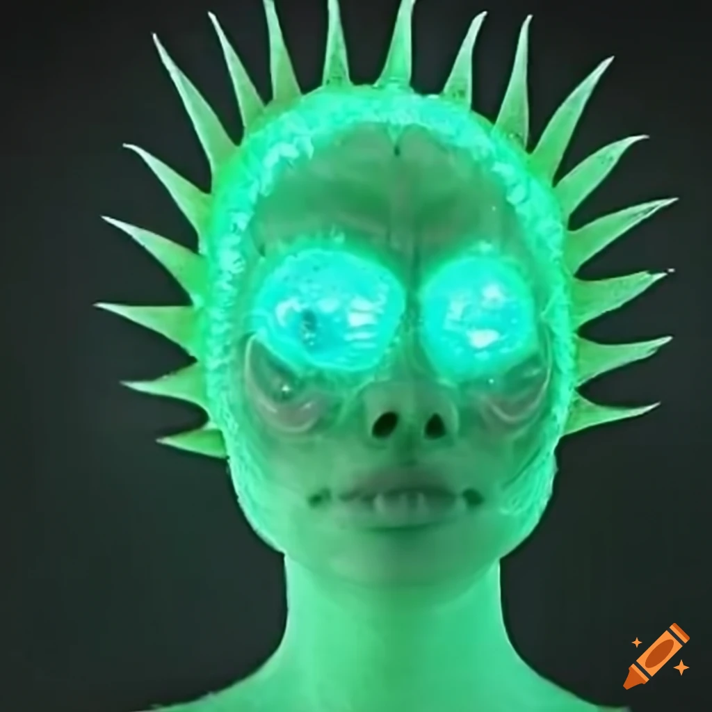 Glowing biopunk humanoid Venus flytrap monster on Craiyon