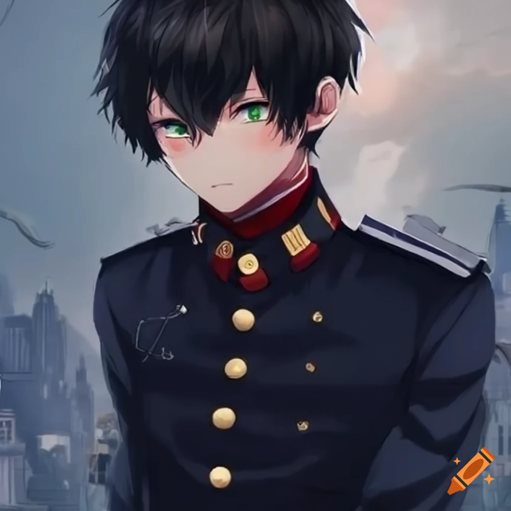 Black hair boy in italian navy uniform in anime style on Craiyon