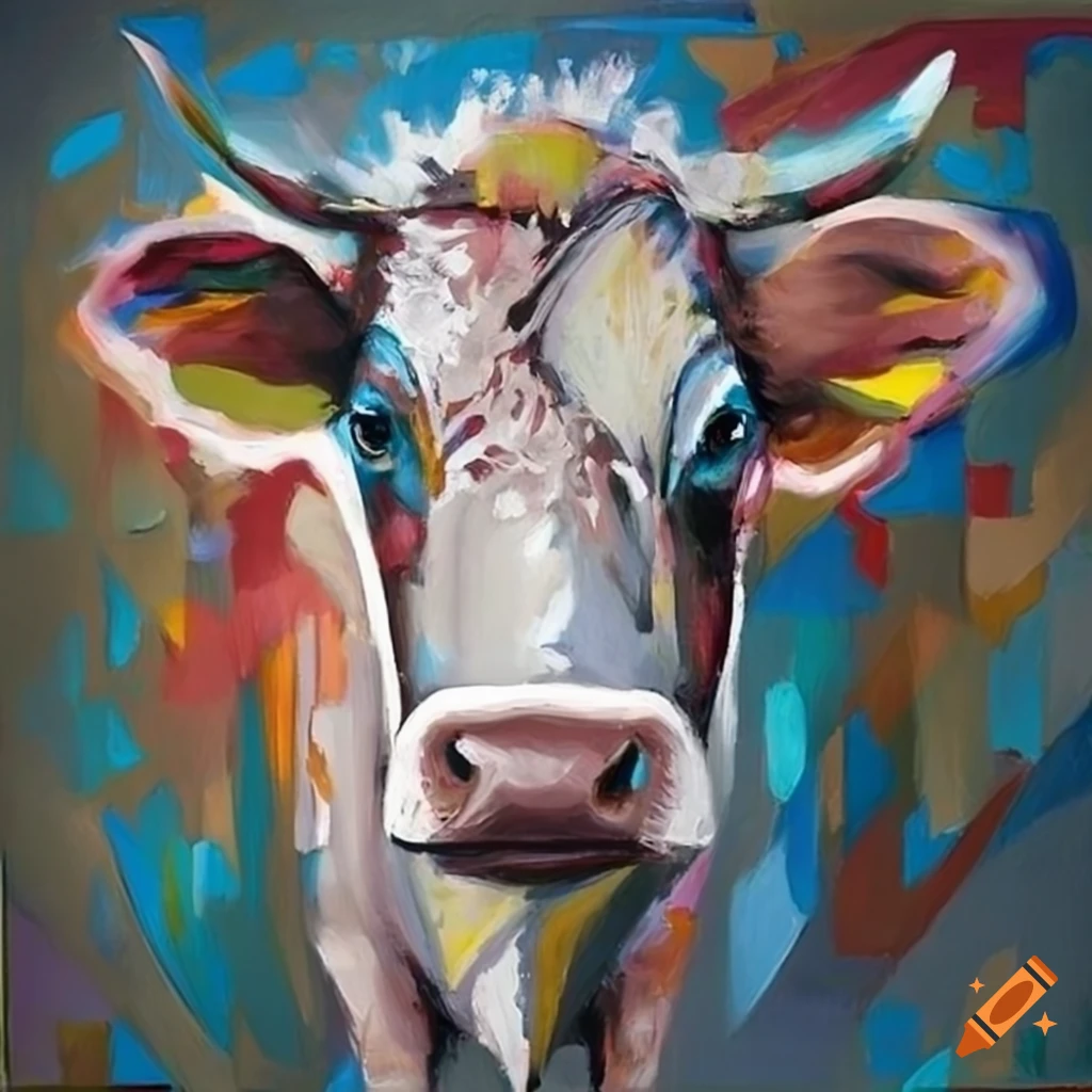 Abstract cow paintings on Craiyon