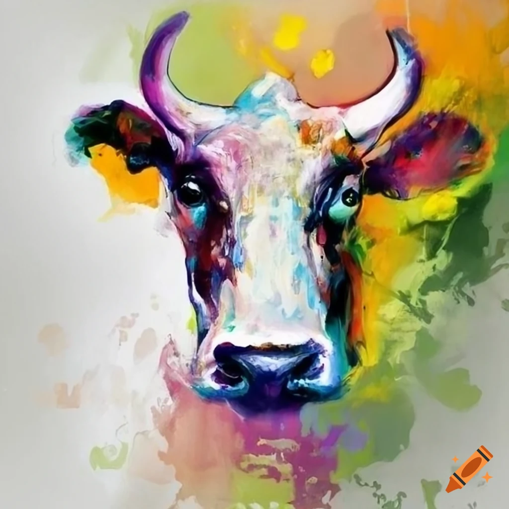 Abstract cow paintings on Craiyon