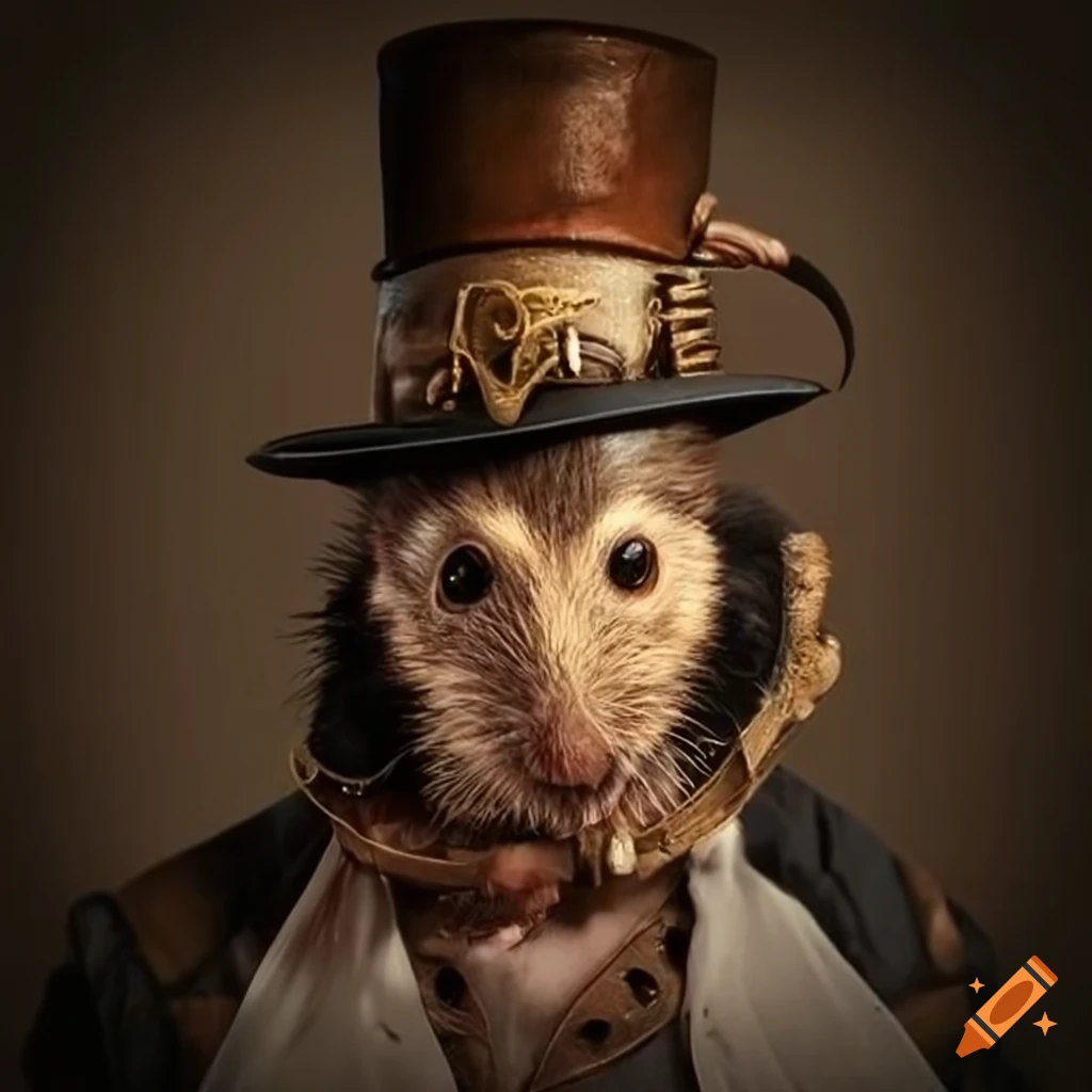 Steampunk rat in a hat from a medieval era on Craiyon