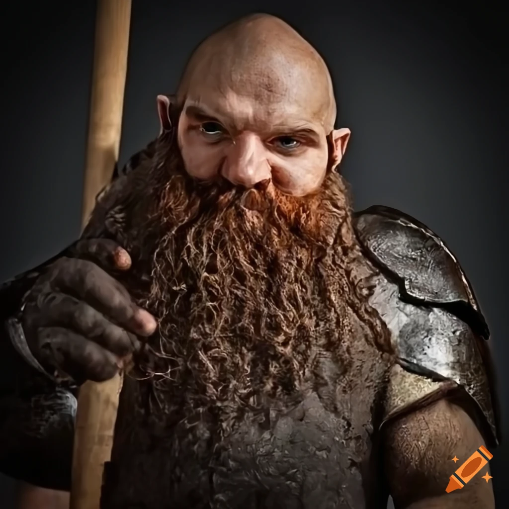 Portrait of a medieval dwarf warrior with an axe on Craiyon