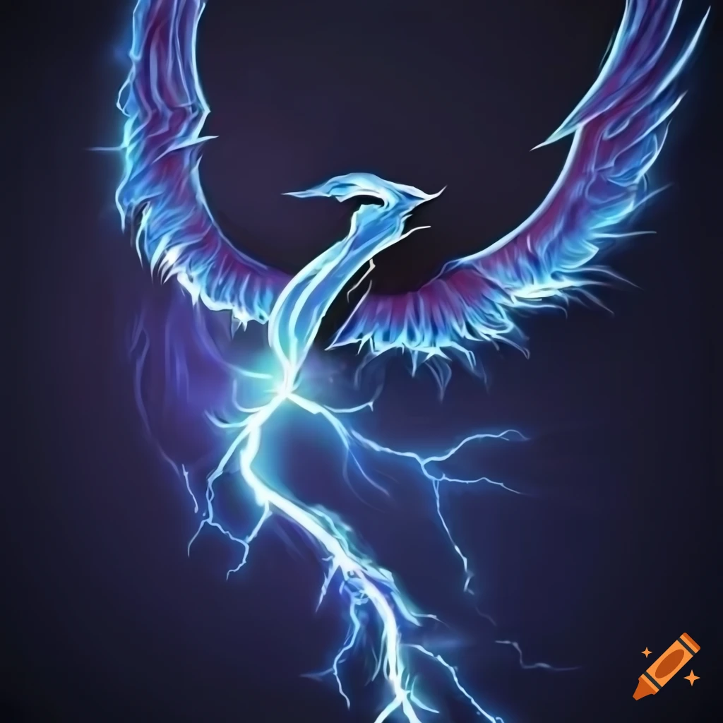 Phoenix logo with thunder design on Craiyon
