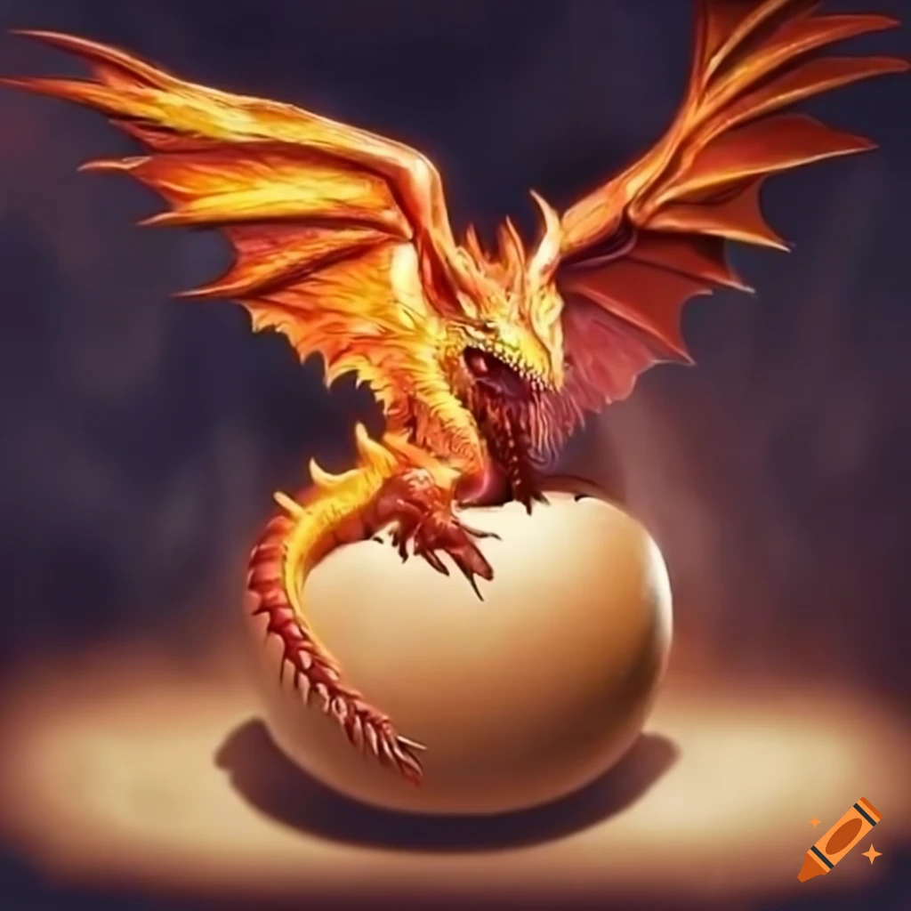 Phoenix dragon hatching from an egg on Craiyon