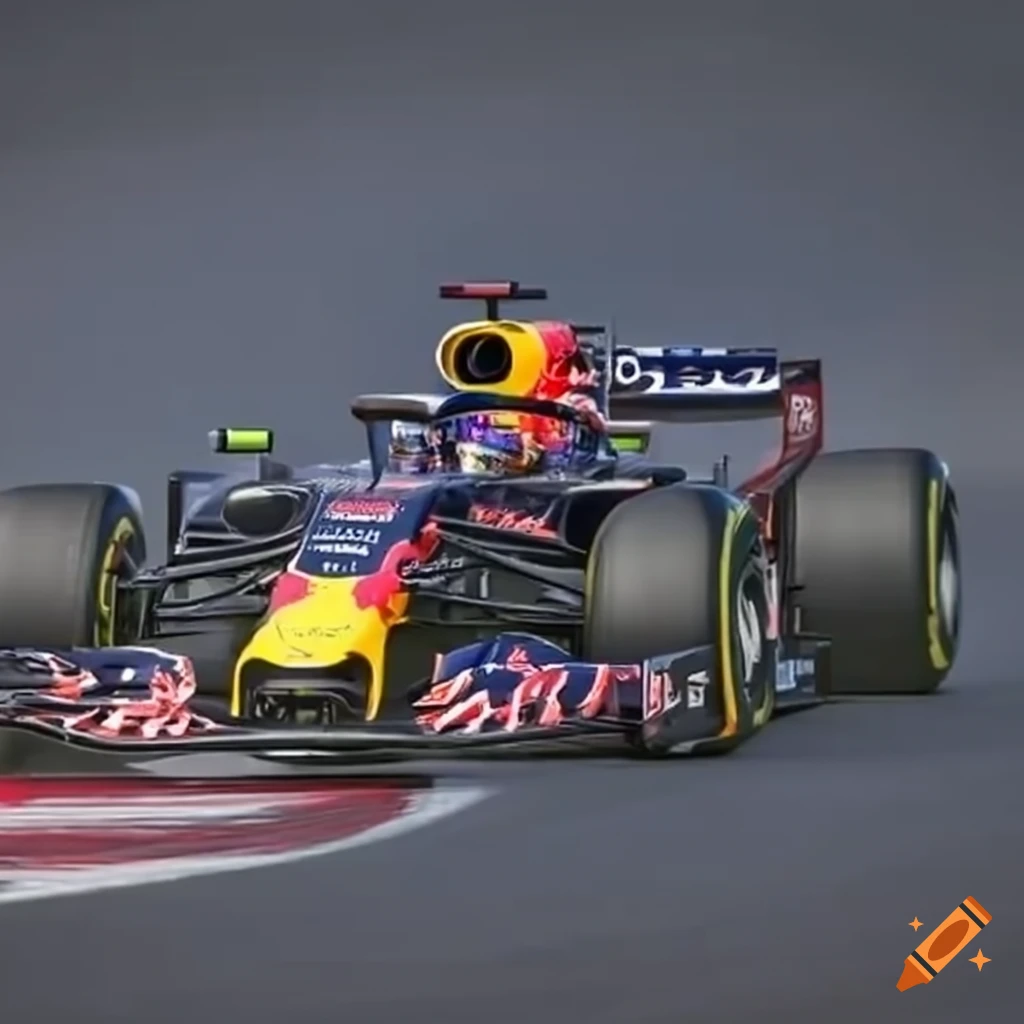 Red bull f1 car racing on the track on Craiyon