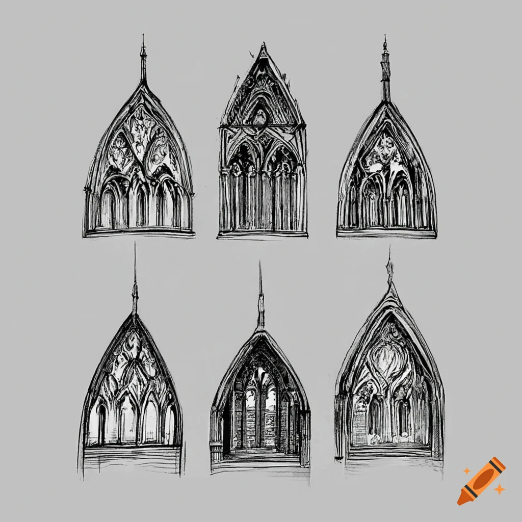 Gothic revival style church with pointed arches on Craiyon