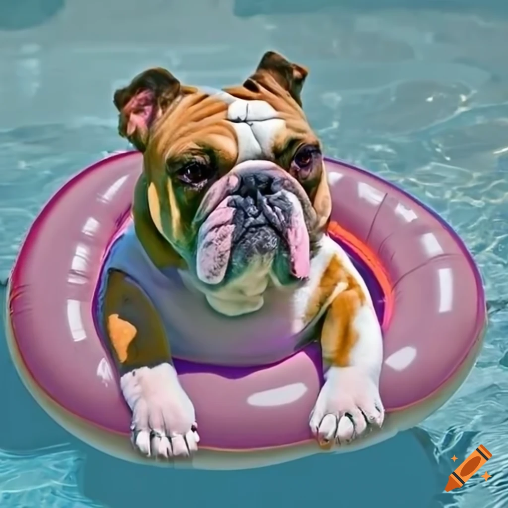 Bulldog with a pool float on Craiyon