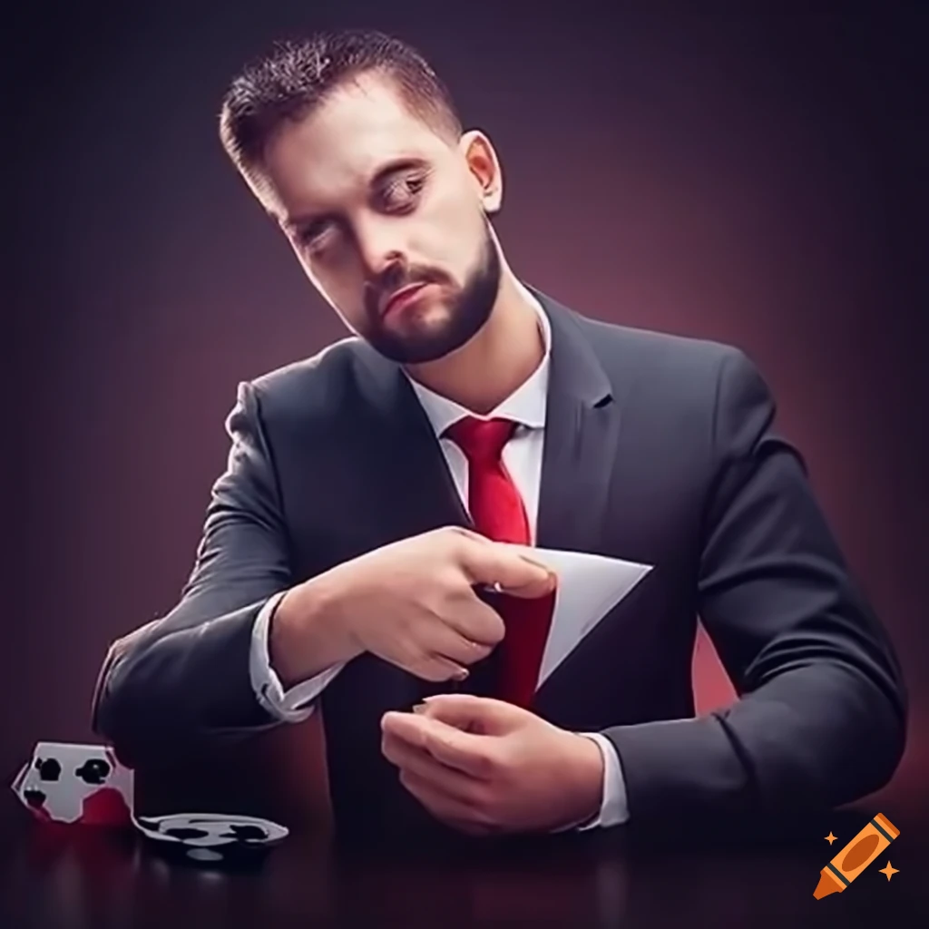 Professional casino dealer dealing cards on Craiyon