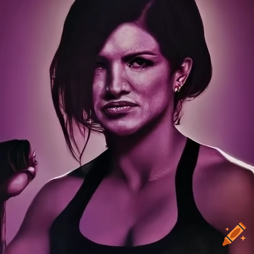 Dramatic hyper-realistic pencil drawing of Gina Carano in neon lighting ...