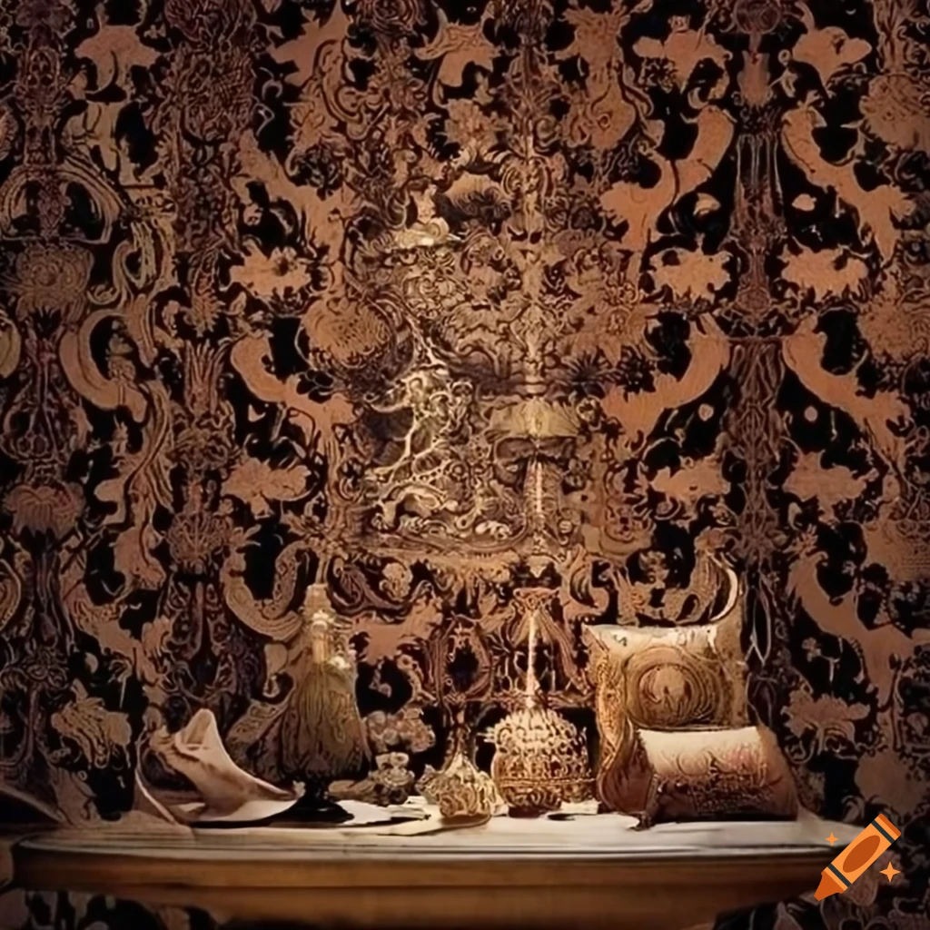 Intricate victorian-era wallpaper design on Craiyon