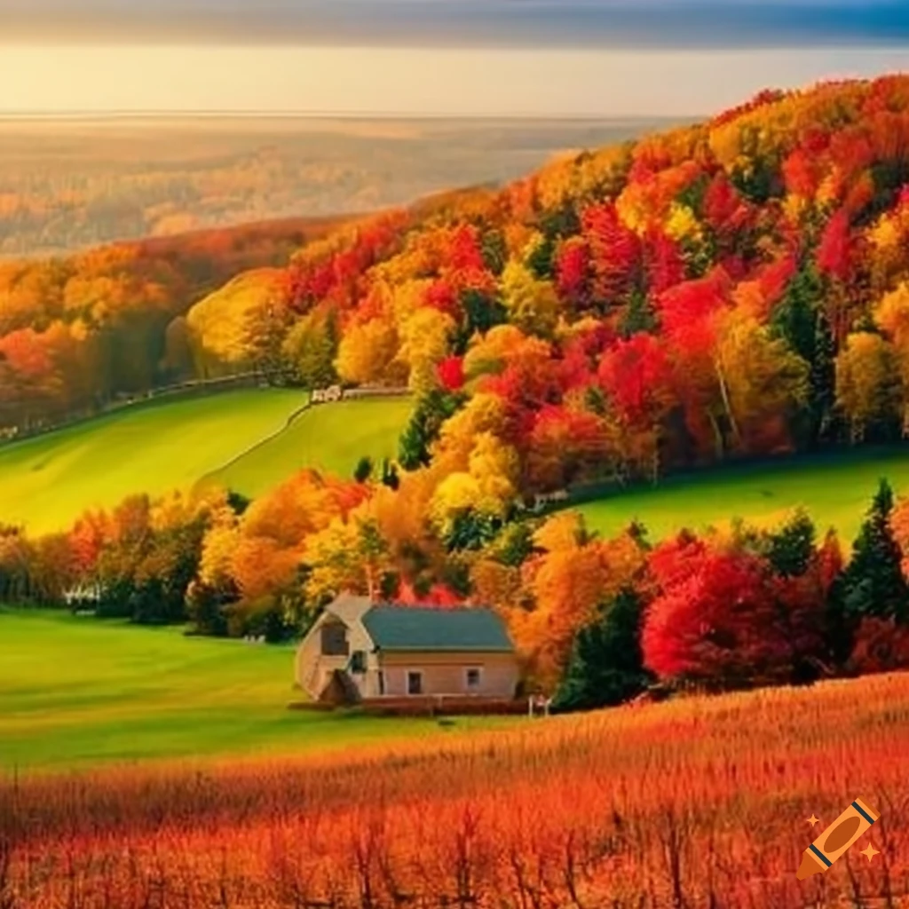 Stunning color photograph of New England Countryside in Fall colors on ...