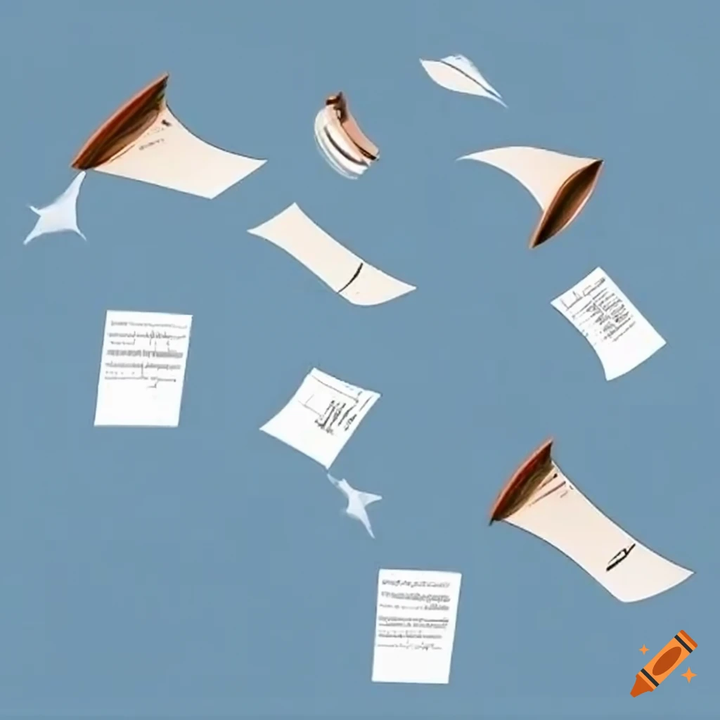 Flying receipt and invoice papers on Craiyon