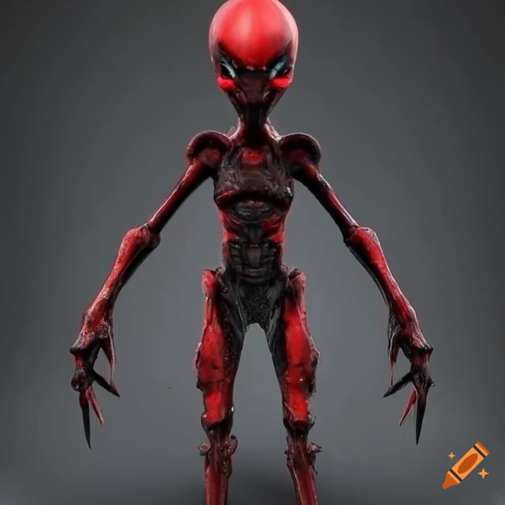 Black and red alien with armor and white spikes on its back on Craiyon