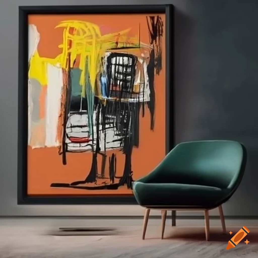Abstract expressionism art by Basquiat in a modern interior setting on ...