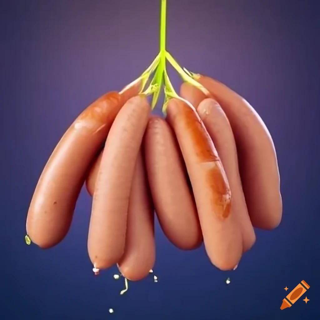 Sausages raining from the sky on Craiyon