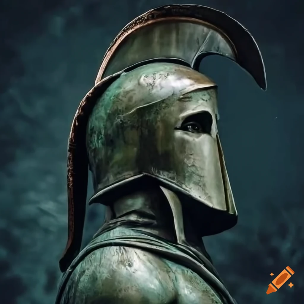 Leonidas statue in the rain surrounded by intricate arrows on Craiyon