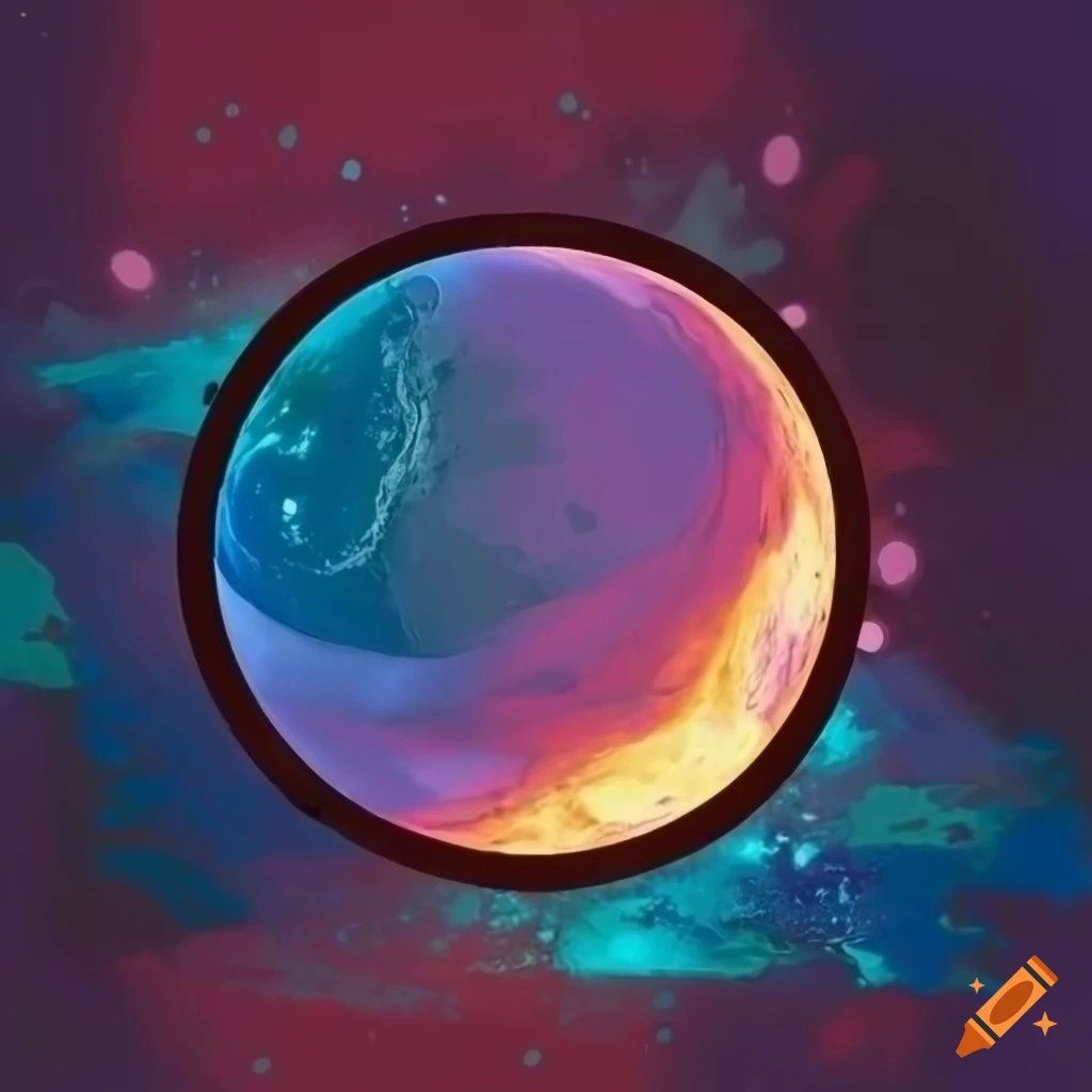 Stylised planet in space with monochromatic background on Craiyon