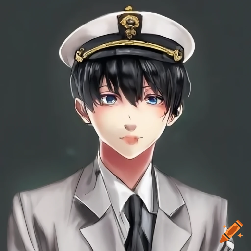 Black hair boy in italian navy uniform in anime style on Craiyon