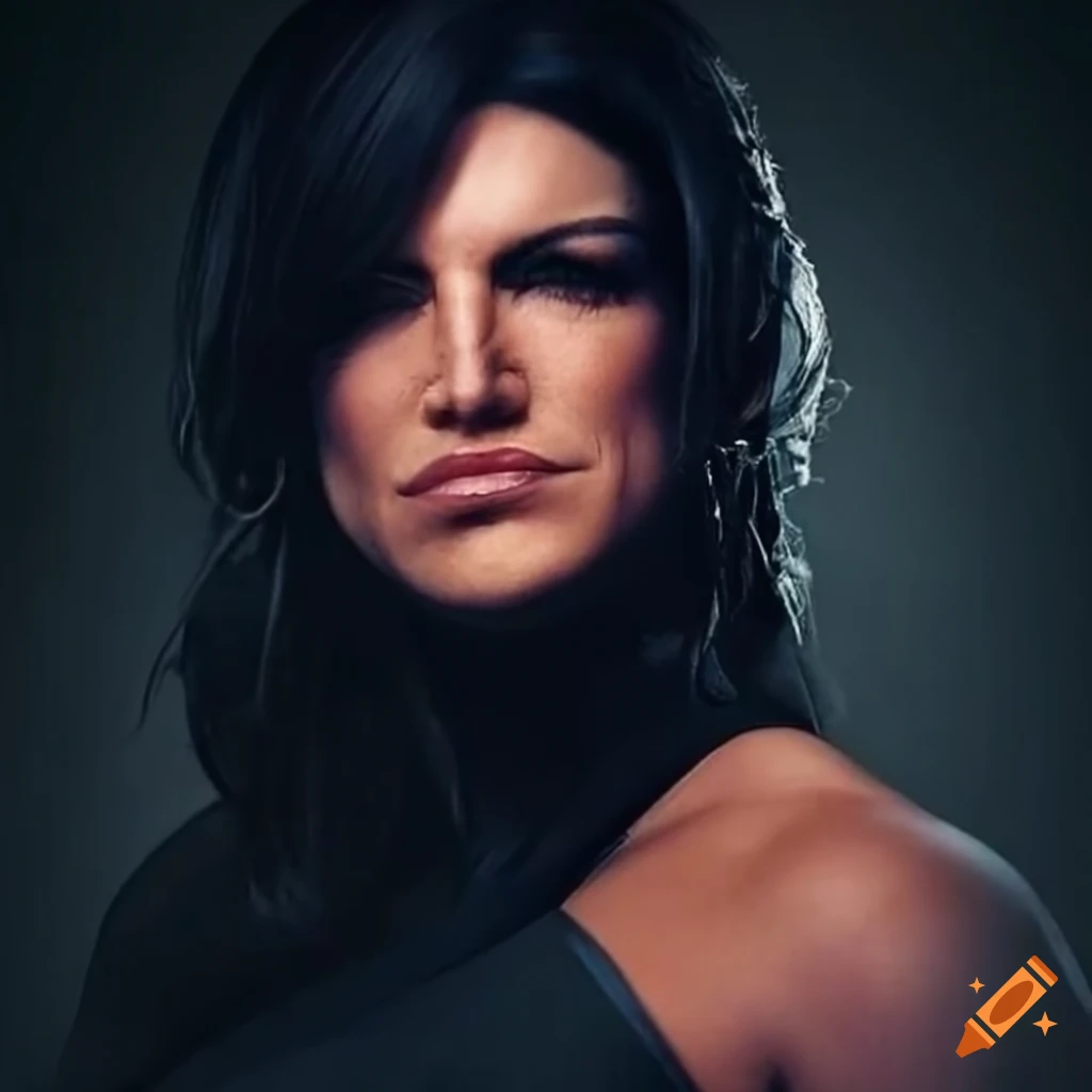 Portrait of gina carano looking skyward on Craiyon