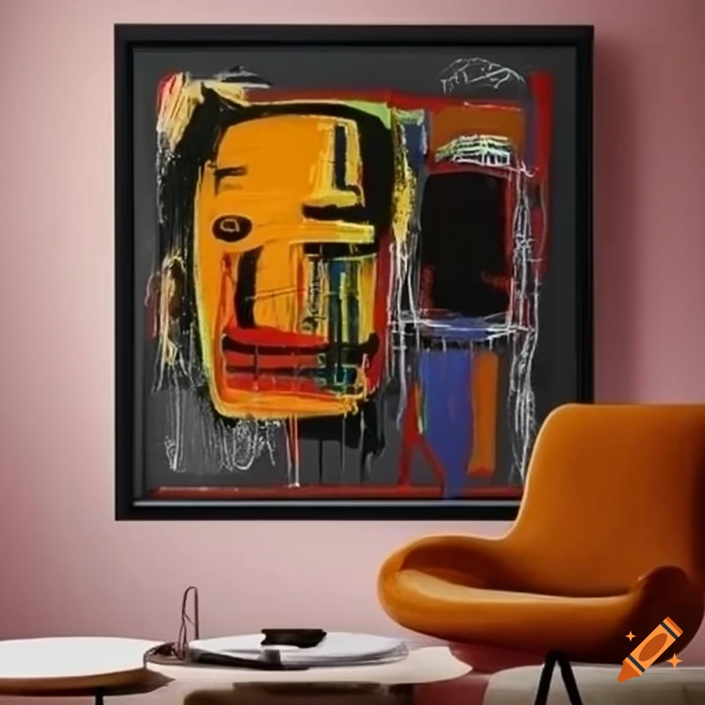 Abstract expressionism art by basquiat in a modern interior on Craiyon
