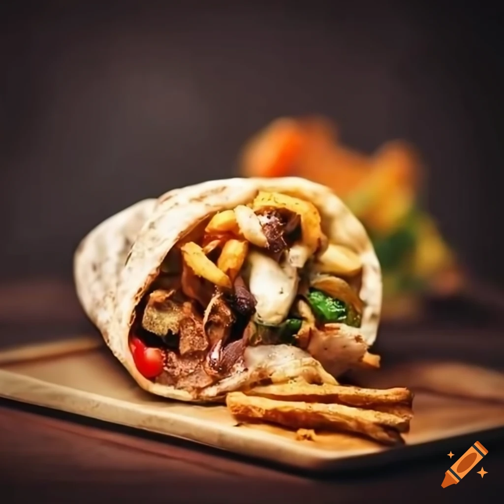 Authentic shawarma with french fries on Craiyon