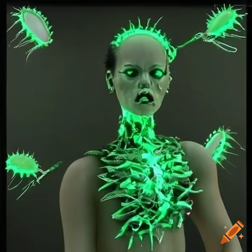 Glowing biopunk humanoid venus flytrap monster on Craiyon