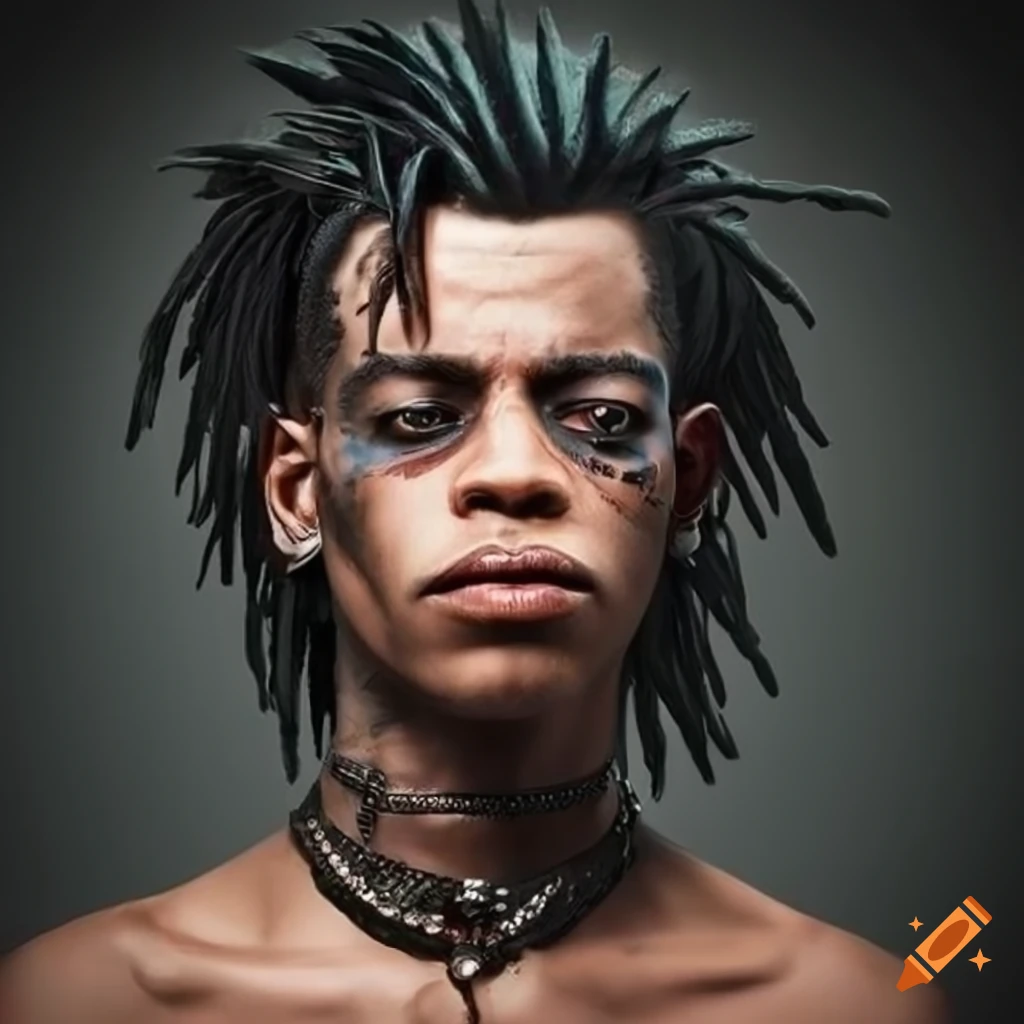 Masculine black man with a punk rock style on Craiyon