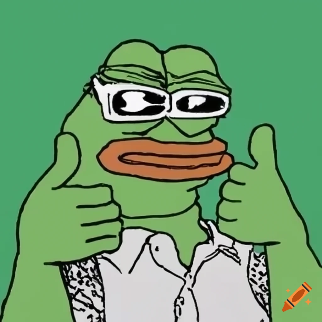 Pepe the frog wearing sport sunglasses giving thumbs up on Craiyon