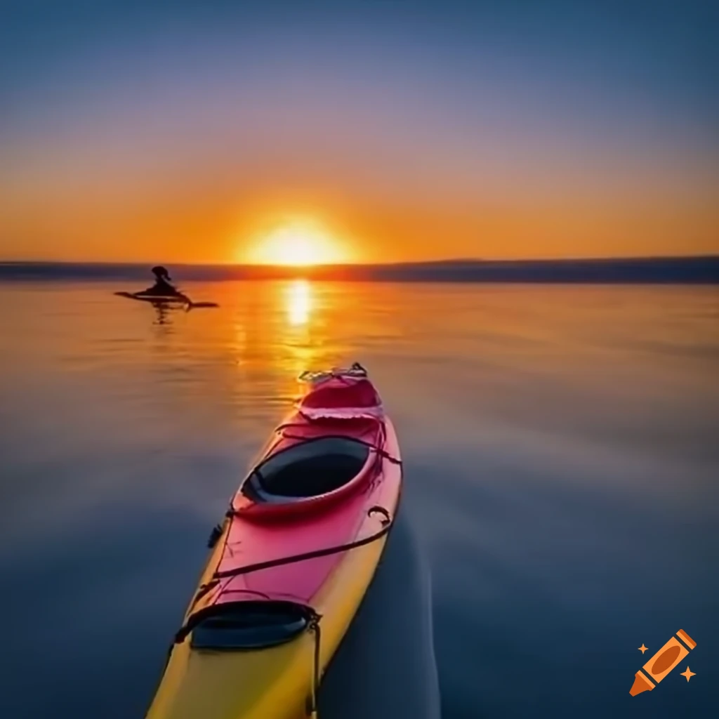 Kayak on water during sunset on Craiyon