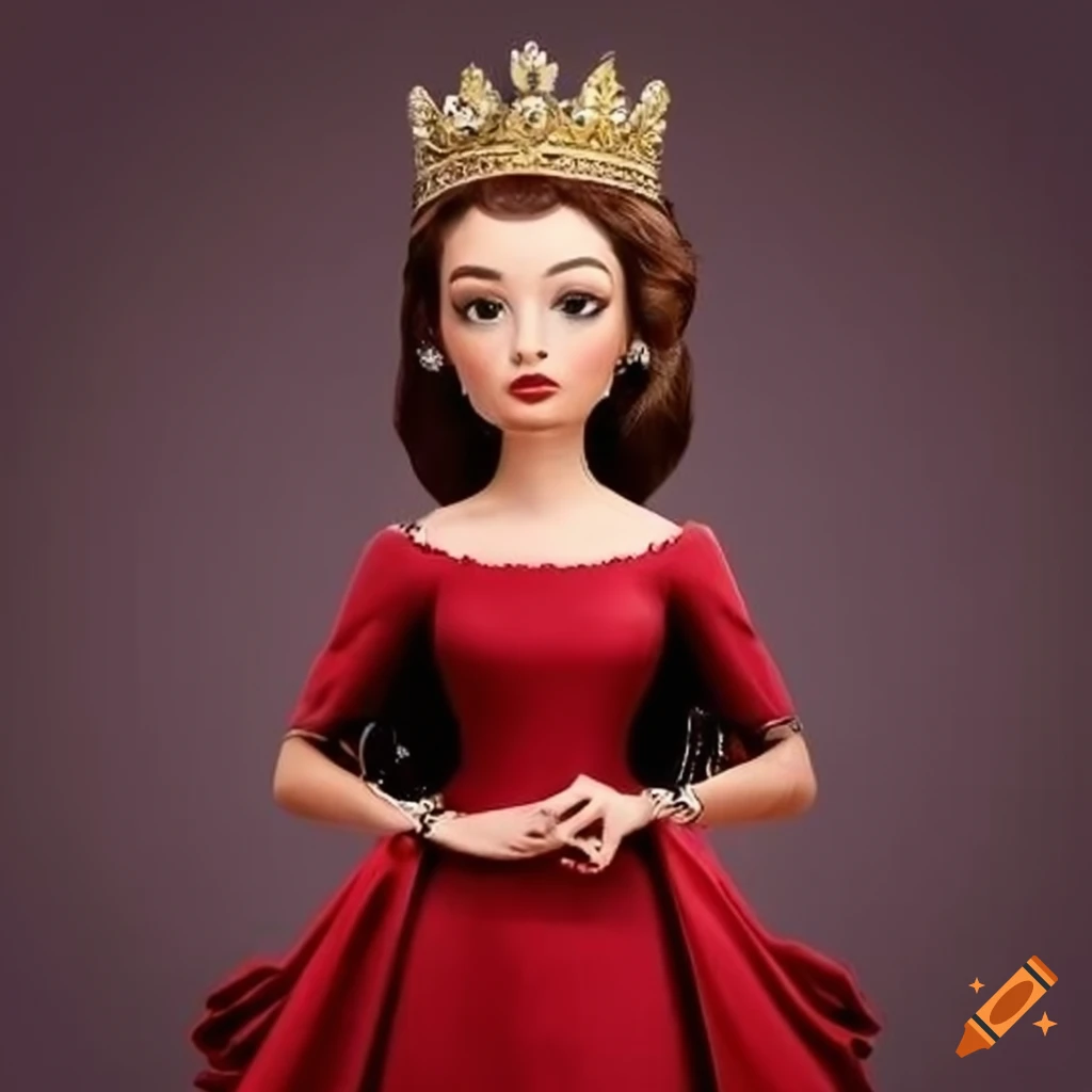 Friendly elegant Queen Esther wearing a crown in modest gown on Craiyon