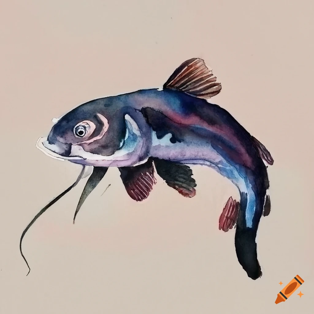 Catfish in watercolor on Craiyon