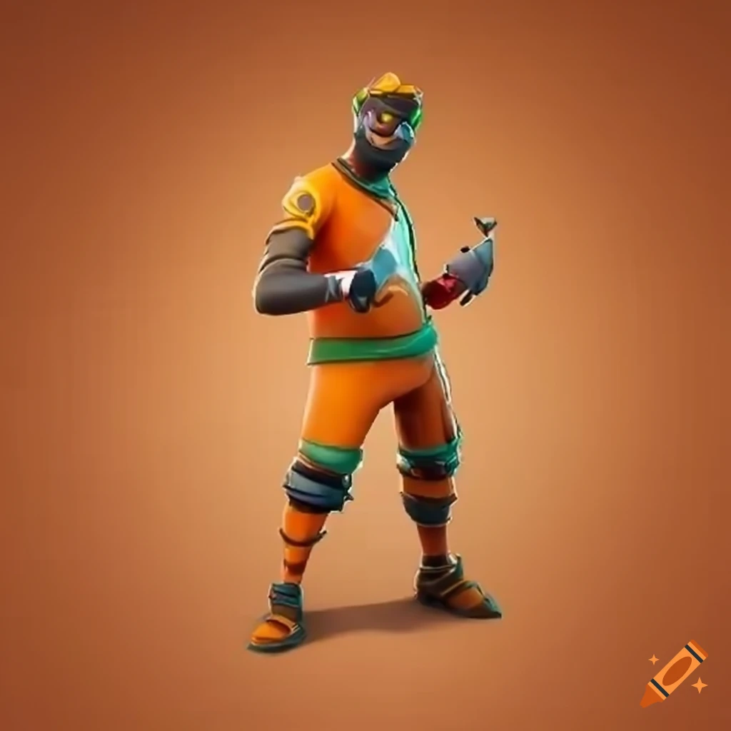 Orange fortnite skin for portuguese player with crab's claw on Craiyon