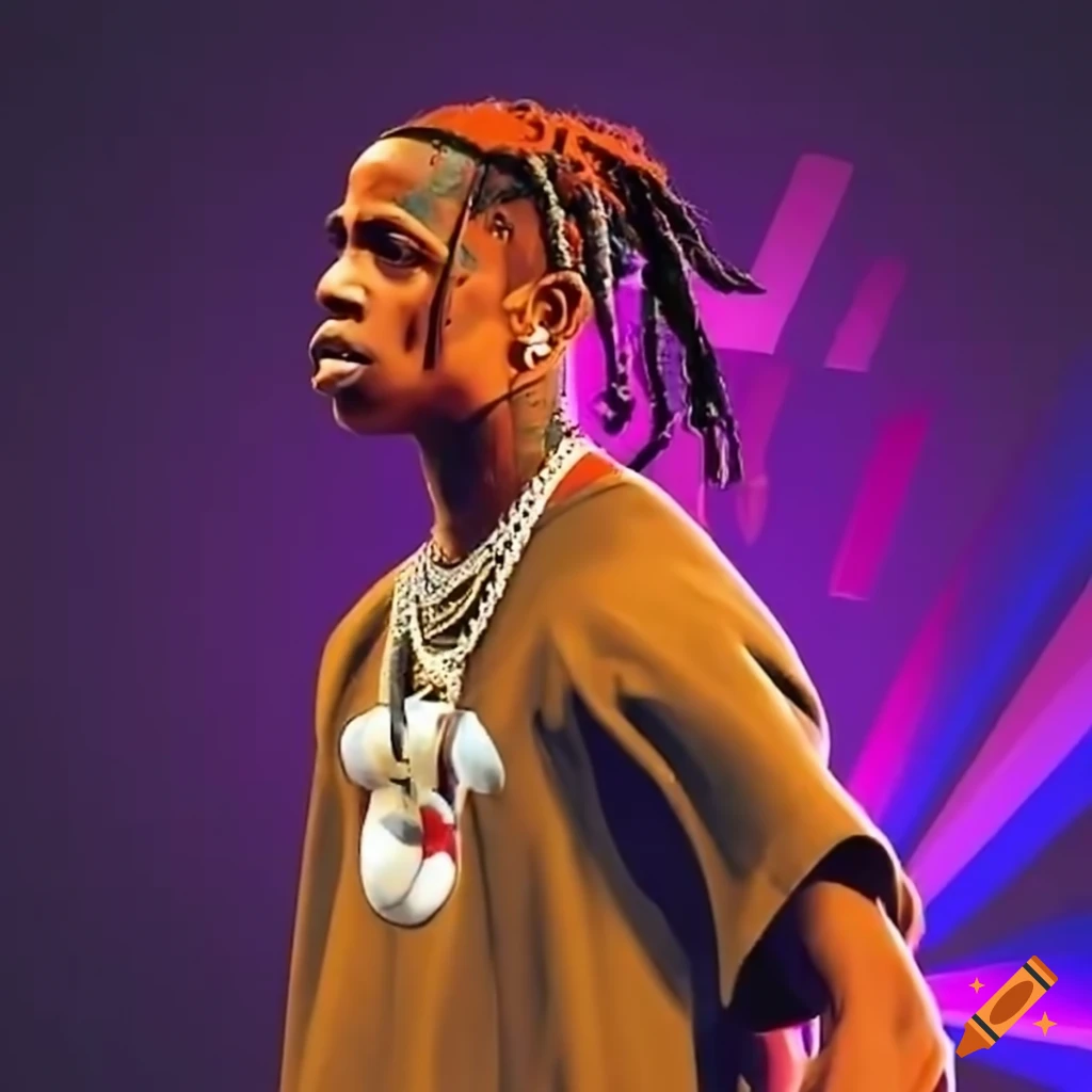 Crossover performance of super mario rapping with travis scott on Craiyon