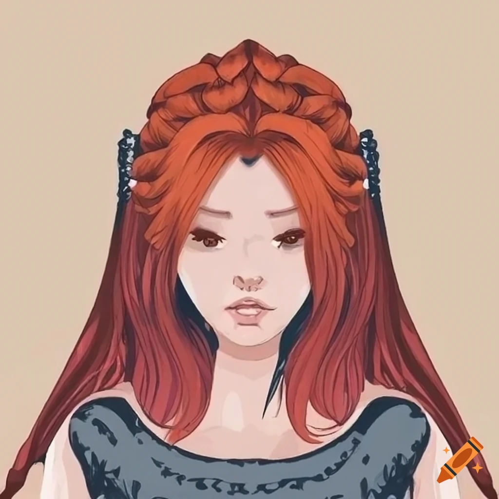 Redhead anime character with brown eyes and freckles in medieval attire ...