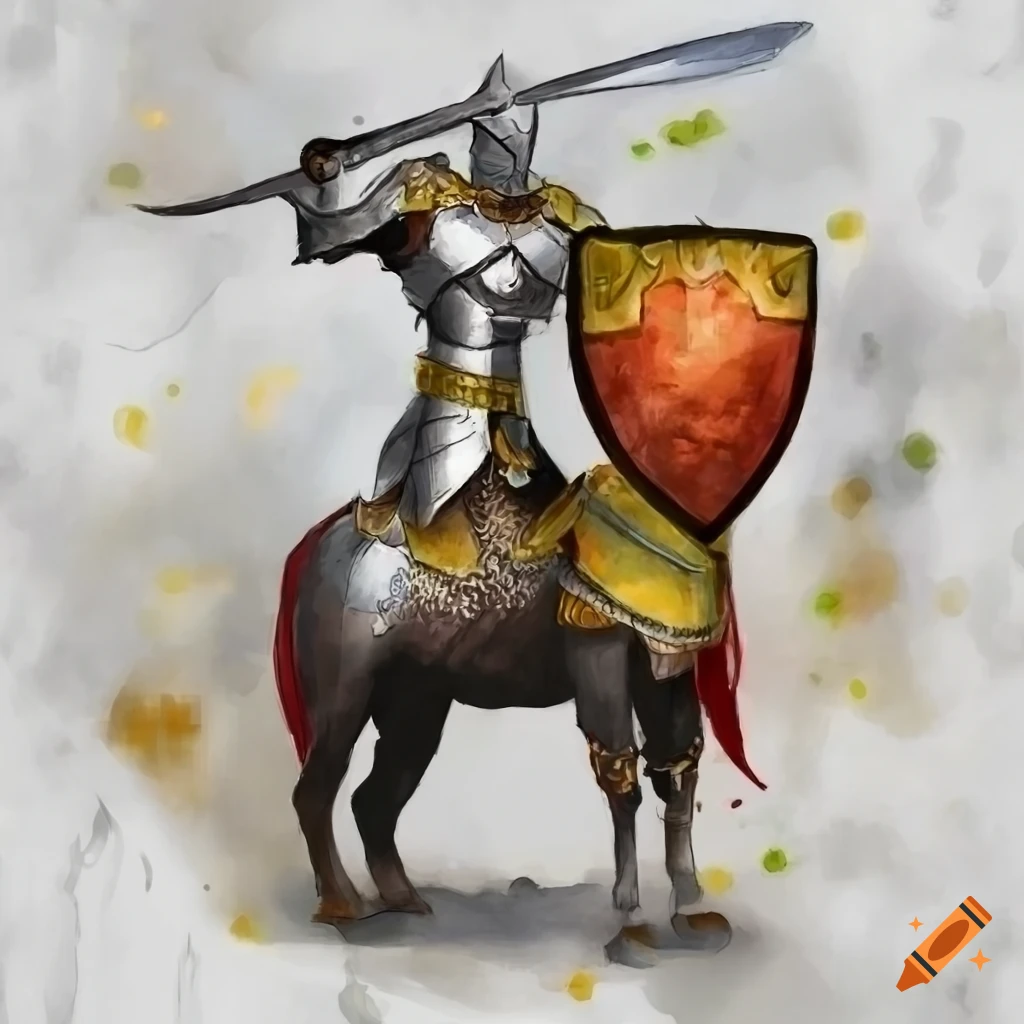 Highly detailed centaur knight in lemon-themed armor on Craiyon