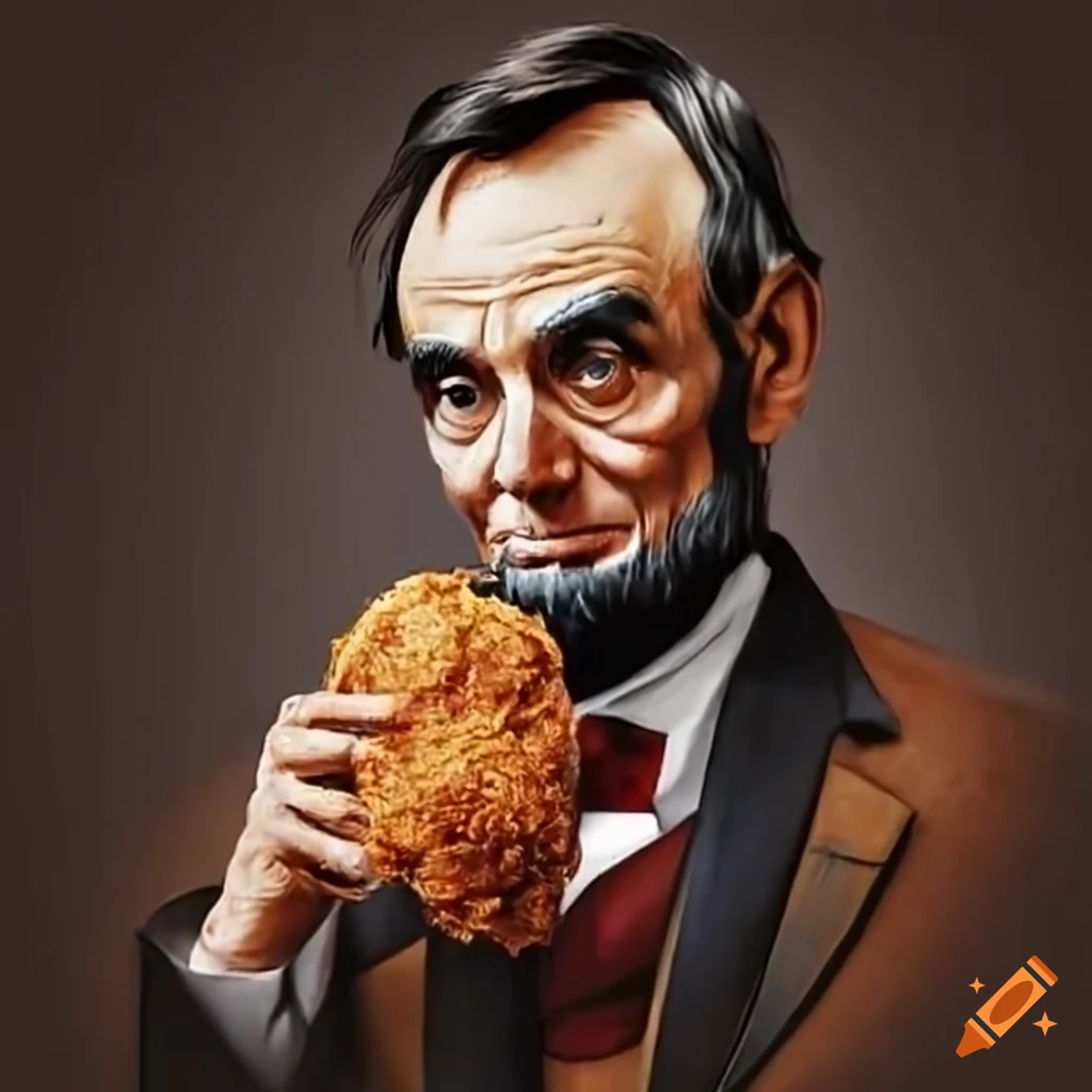 Abraham lincoln enjoying fried chicken on Craiyon