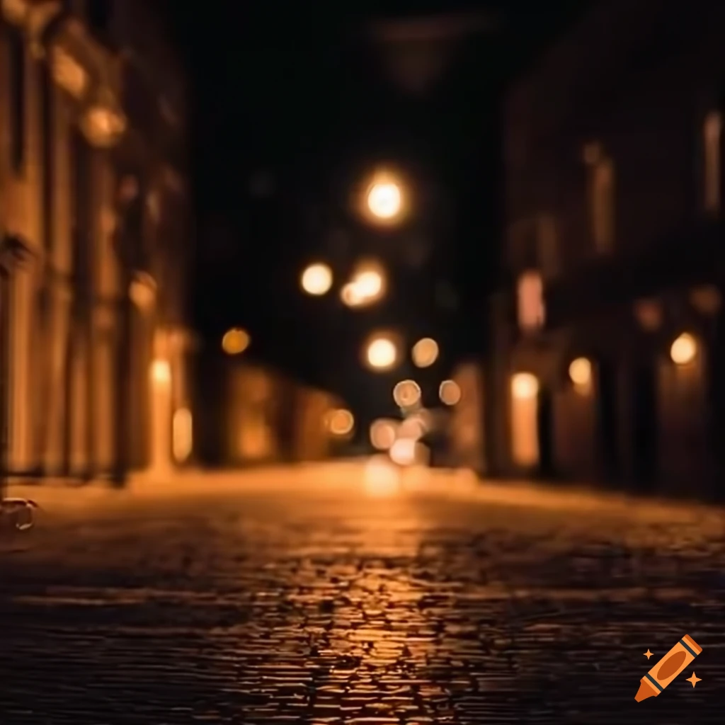Cozy city street with warm street lights on Craiyon
