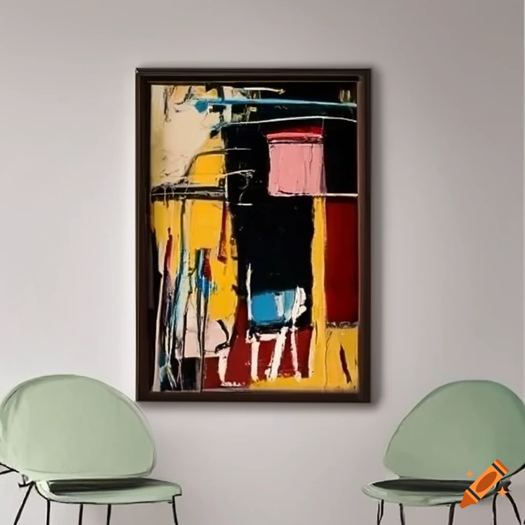 Abstract expressionism art by Basquiat in a modern interior setting on ...