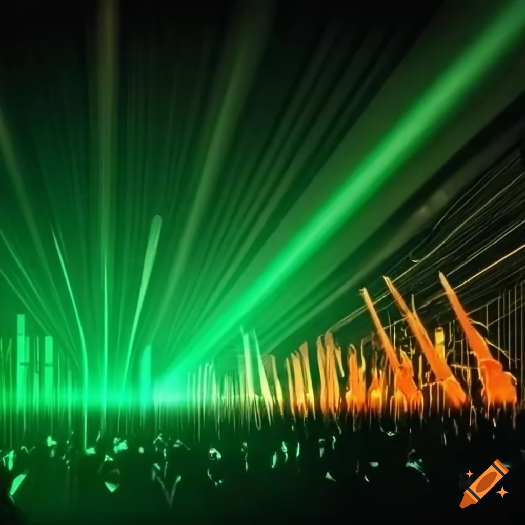 Concert with green lighting on Craiyon
