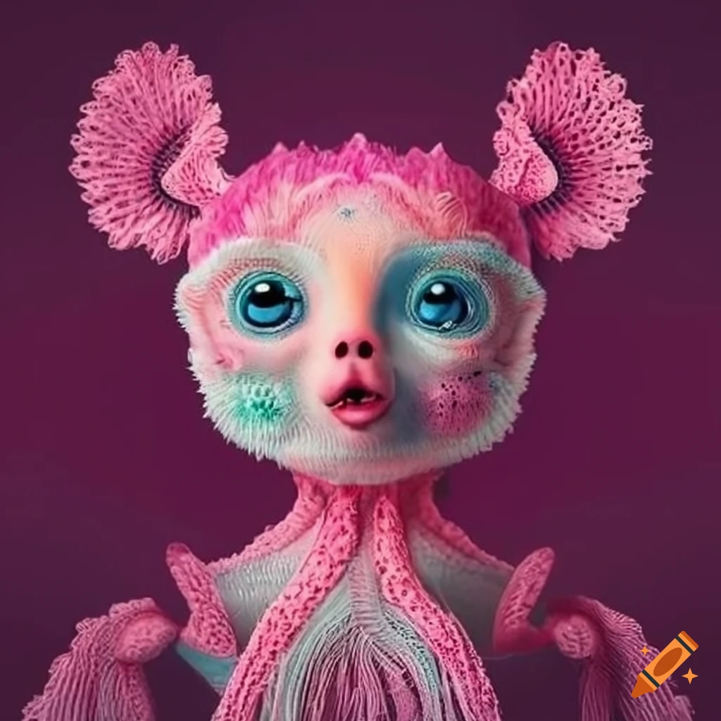 Cute and adorable barbie creatures on pink background on Craiyon