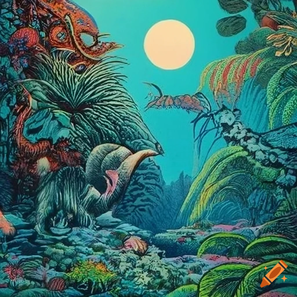 William stout dusk serigraph from 'the garden of eden' depicting a ...